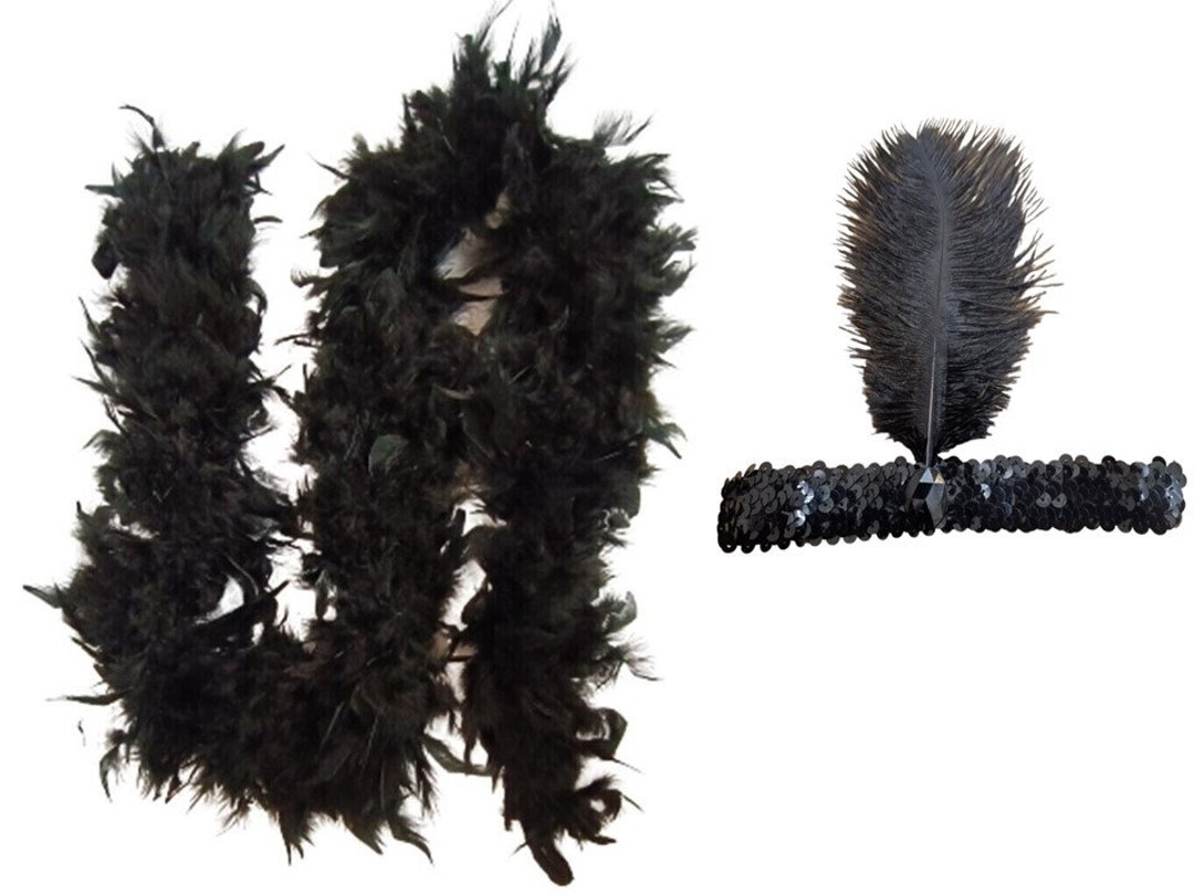 Feather Boa Fancy Dress Marabou Costume Trim Fluffy Flapper Headband ...