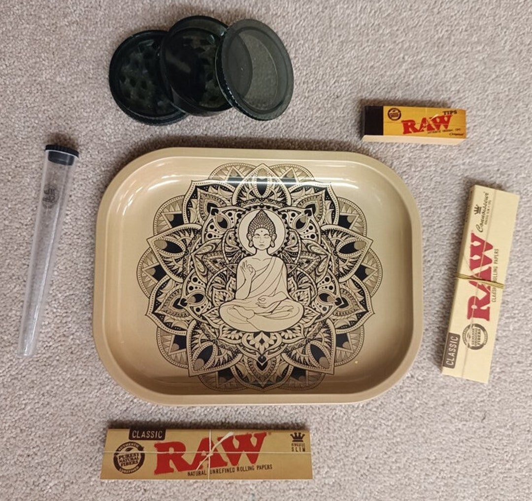 Stylish Metal Rolling Tray Bundle: Complete With Plastic Doob Tube and ...