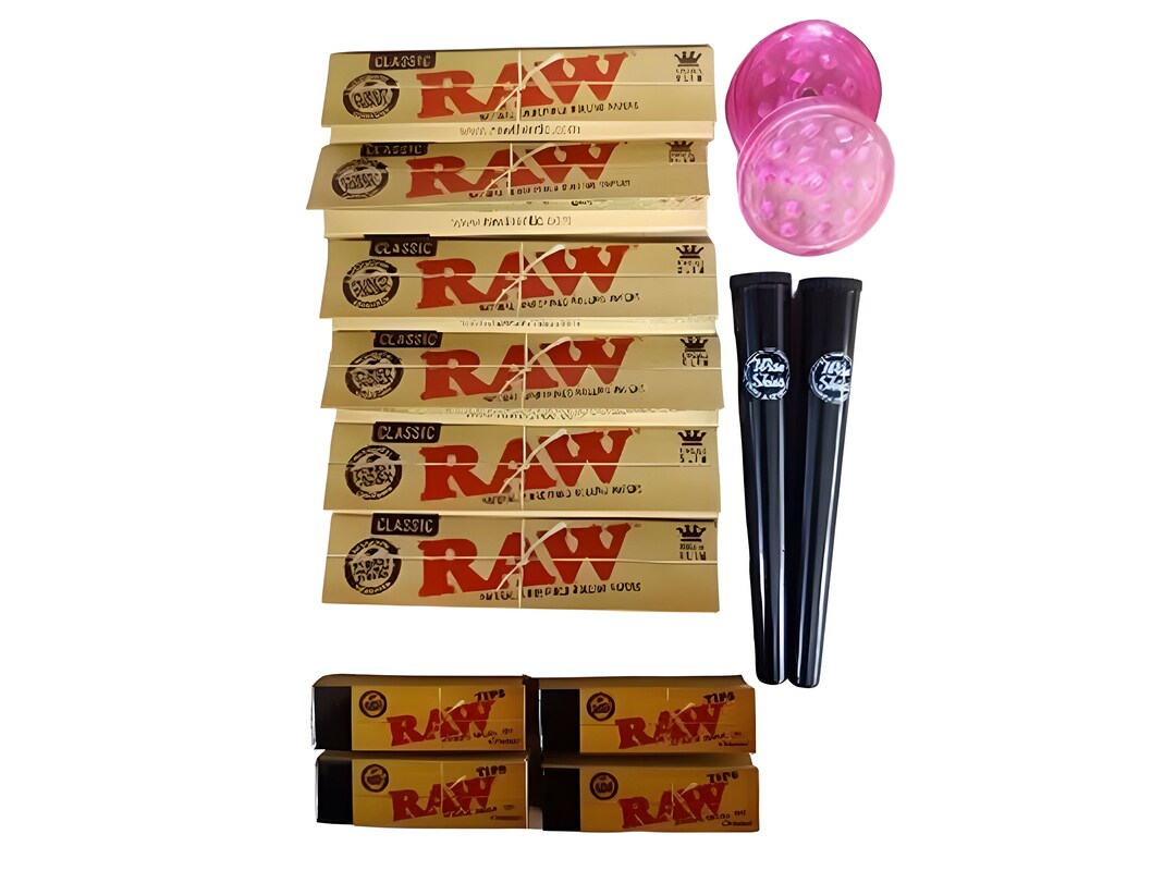 Rolling Set RAW Classic King Size Paper Tips Crusher Doob Bundle Box ...