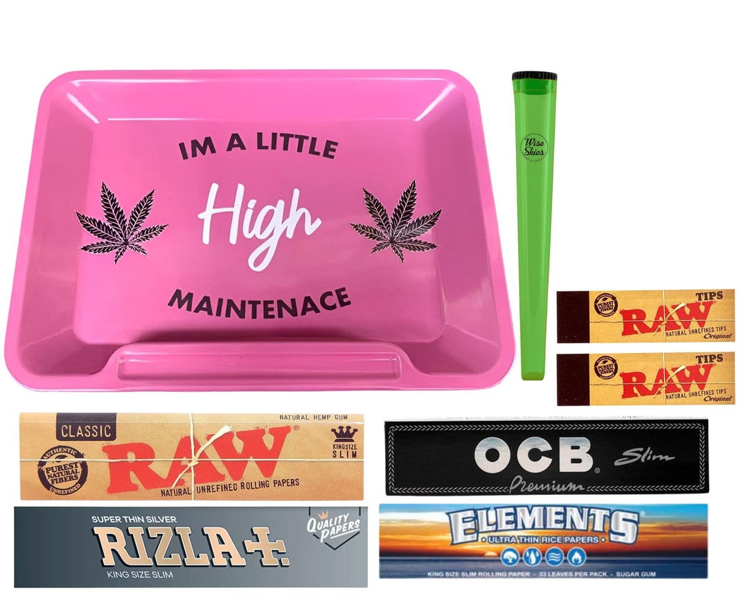 Pink High Maintenance Rolling Tray Gift Set Wise Skies Rolling Tray ...