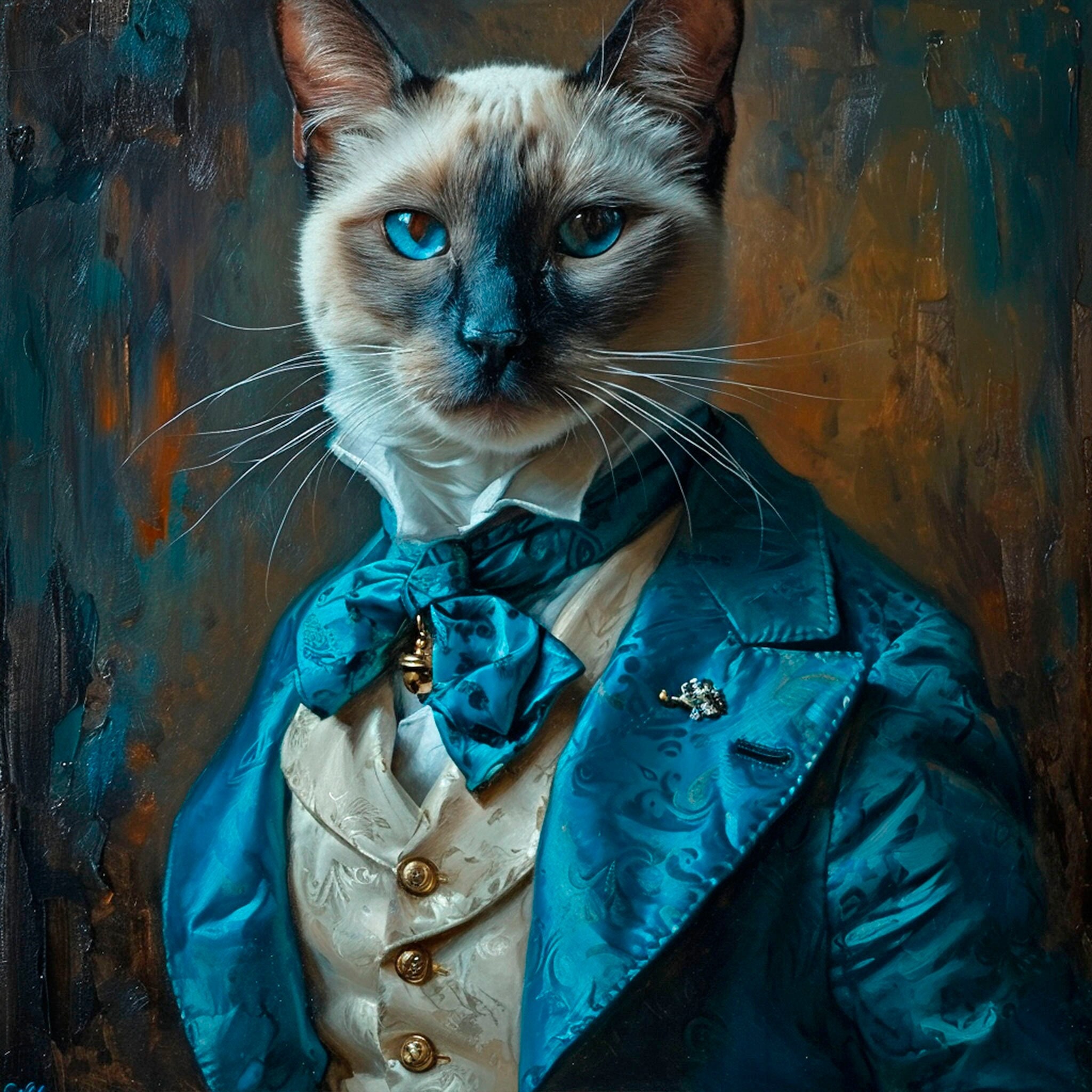 Custom Cat Portrait From Photo Customized Gift for Cat Lover Royal Pet ...