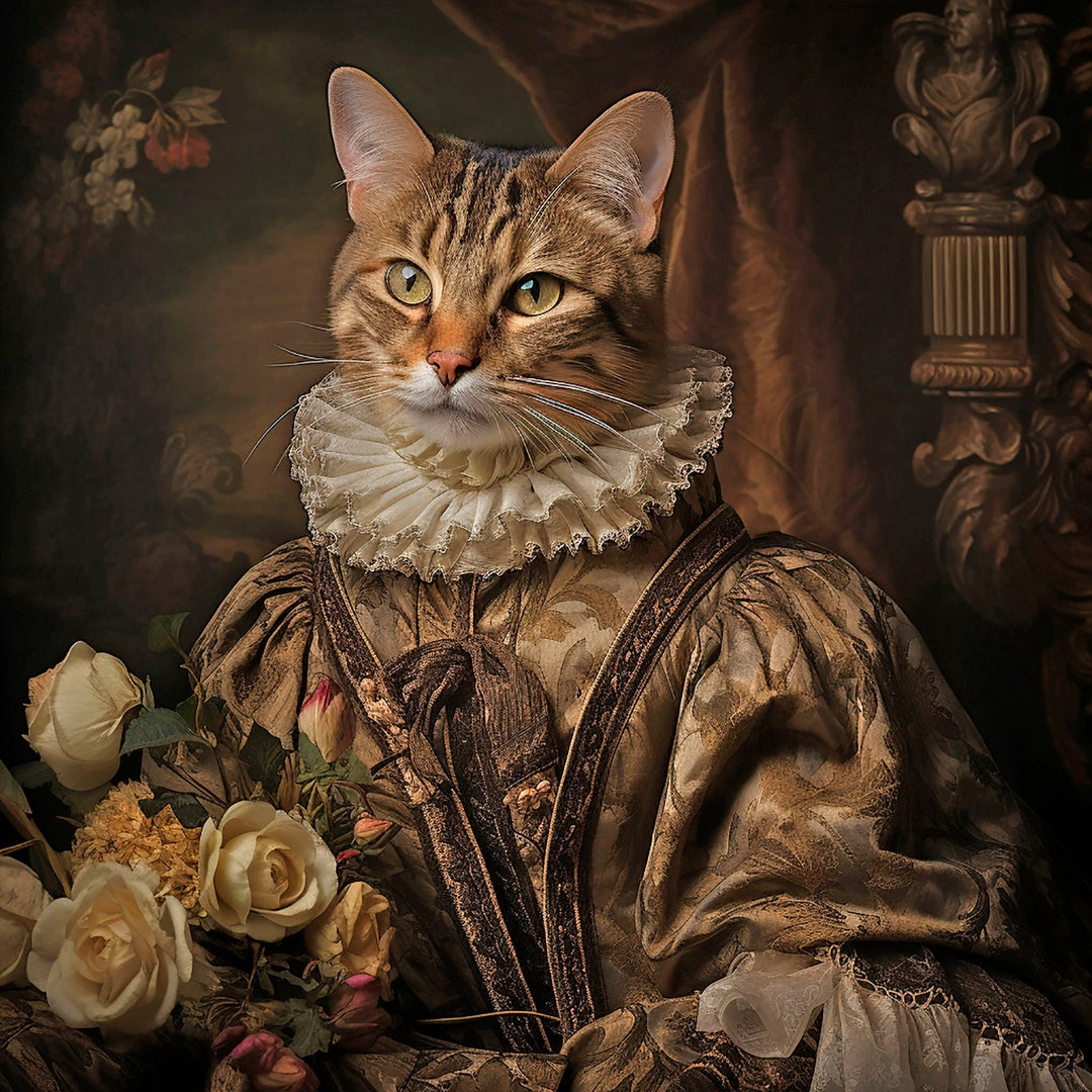 Custom Cat Portrait, Regal Cat Portrait, Pop Cat Portrait, Renaissance ...