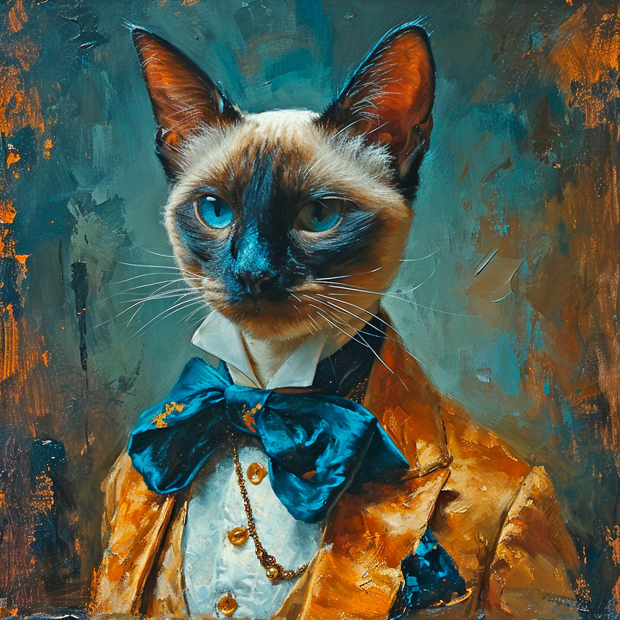 Custom Cat Portrait From Photo Customized Gift for Cat Lover Royal Pet ...