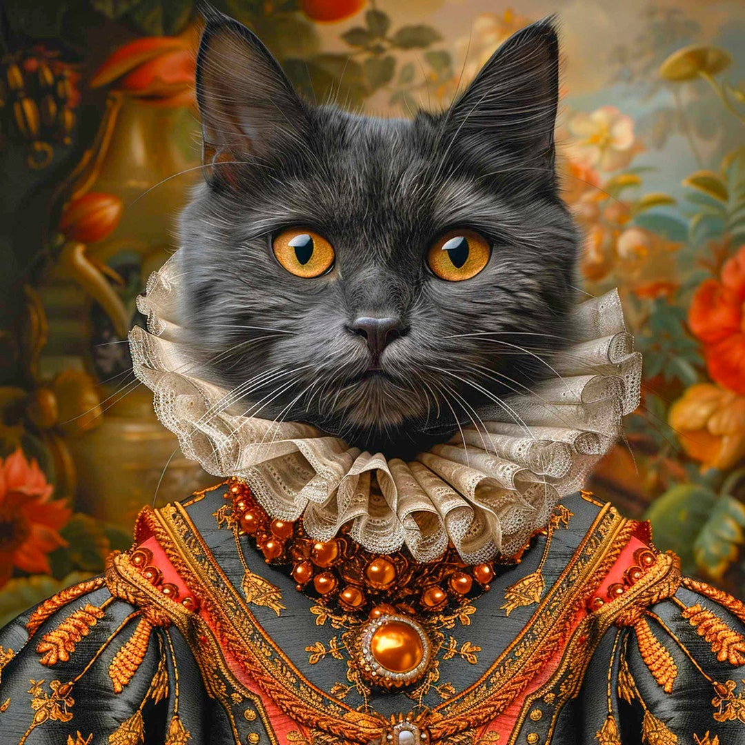 Custom Cat Portrait, Regal Cat Portrait, Pop Cat Portrait, Renaissance ...