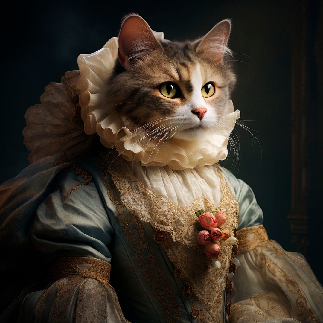 Custom Cat Portrait From Photo Framed Canvas Customized Gift for Cat ...