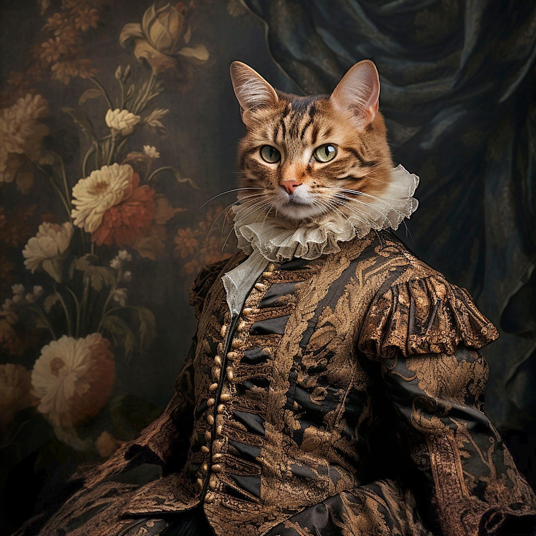 Custom Cat Portrait, Regal Cat Portrait, Pop Cat Portrait, Renaissance ...