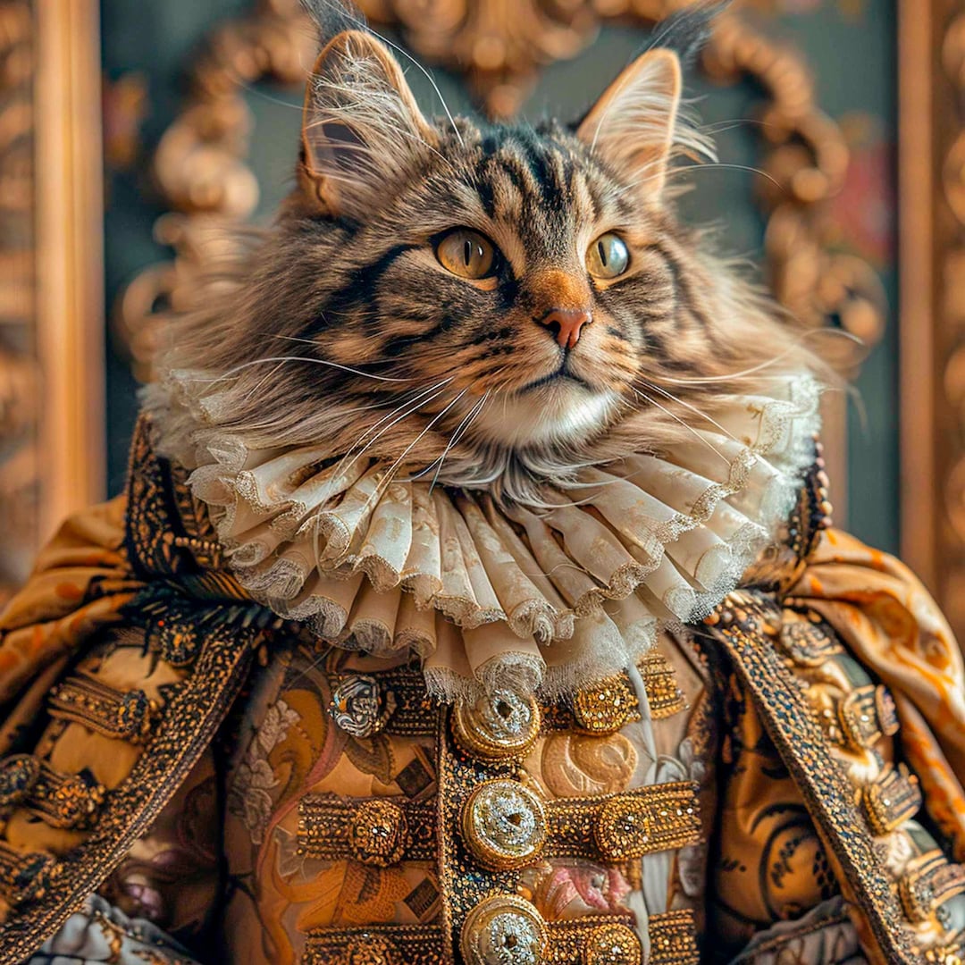 Custom Cat Portrait, Regal Cat Portrait, Pop Cat Portrait, Renaissance ...