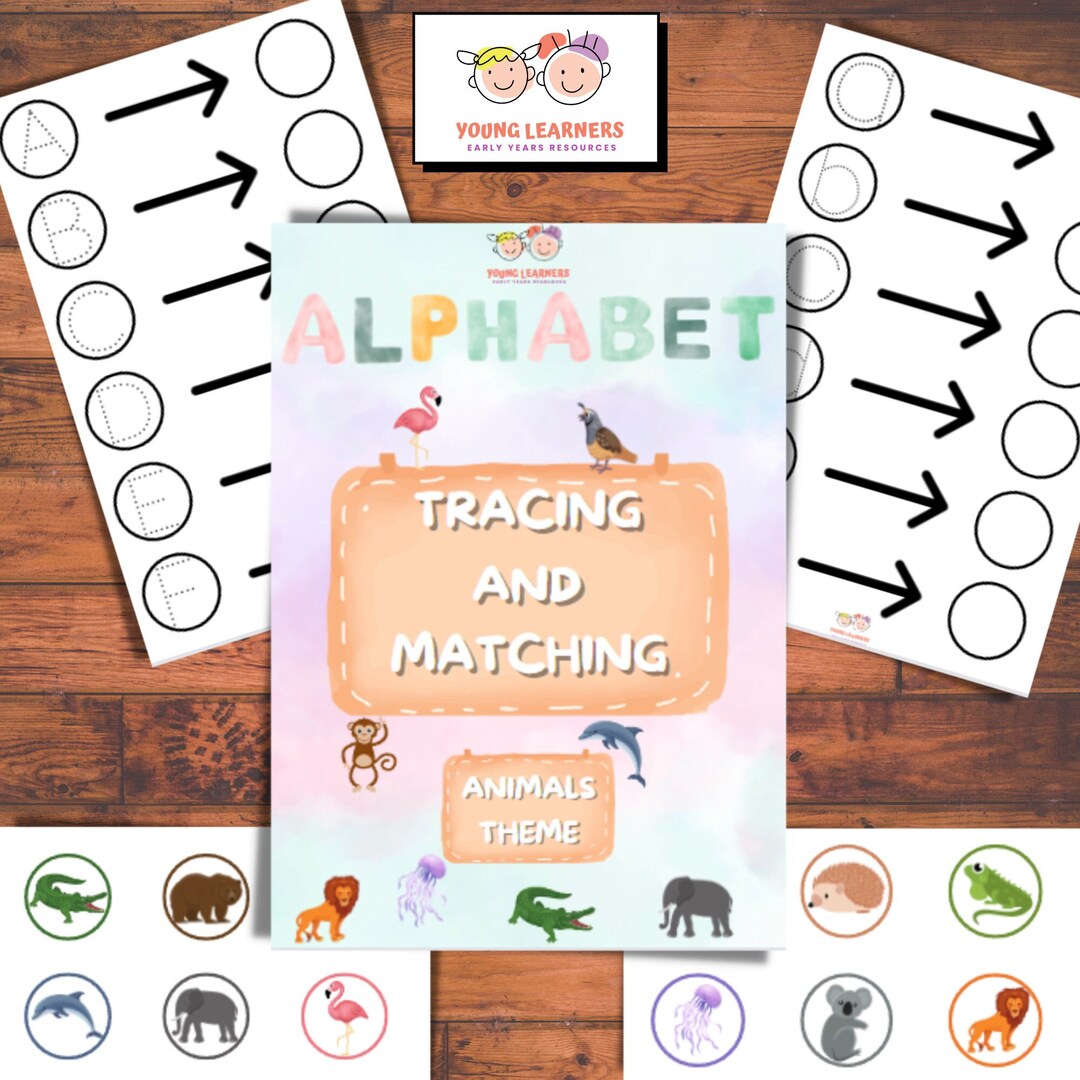 Alphabet Tracing & Matching Animals - Etsy
