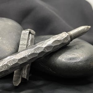 Hand Forged Damascus Steel Pen: Hammered Finish, Extra Refill - Etsy