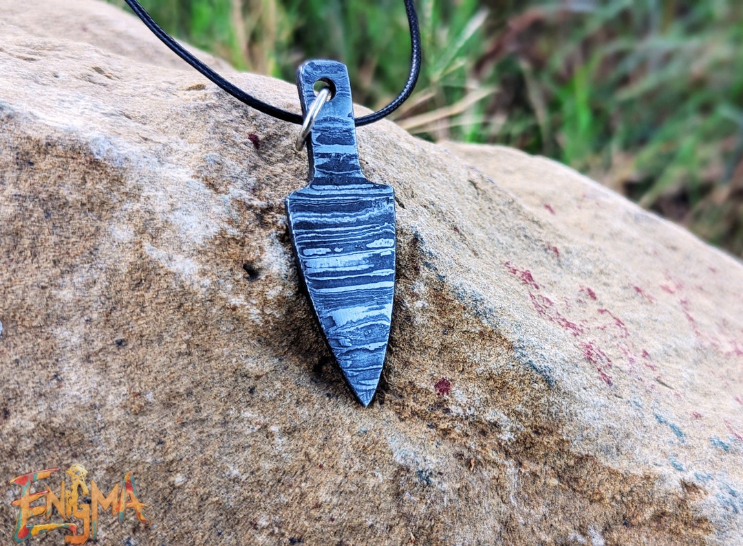 Hand Forged Damascus Steel Knife Locket Necklace - Etsy