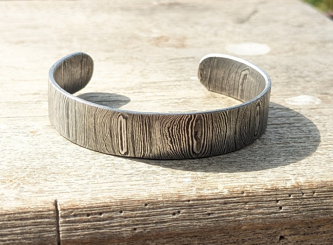 Hand Forged Damascus Steel Bracelet: 15mm Cuff - Etsy