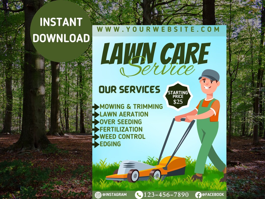 Lawn Care Service Flyer, DIY Template, Lawn Mowing Flyer, Landscaping ...