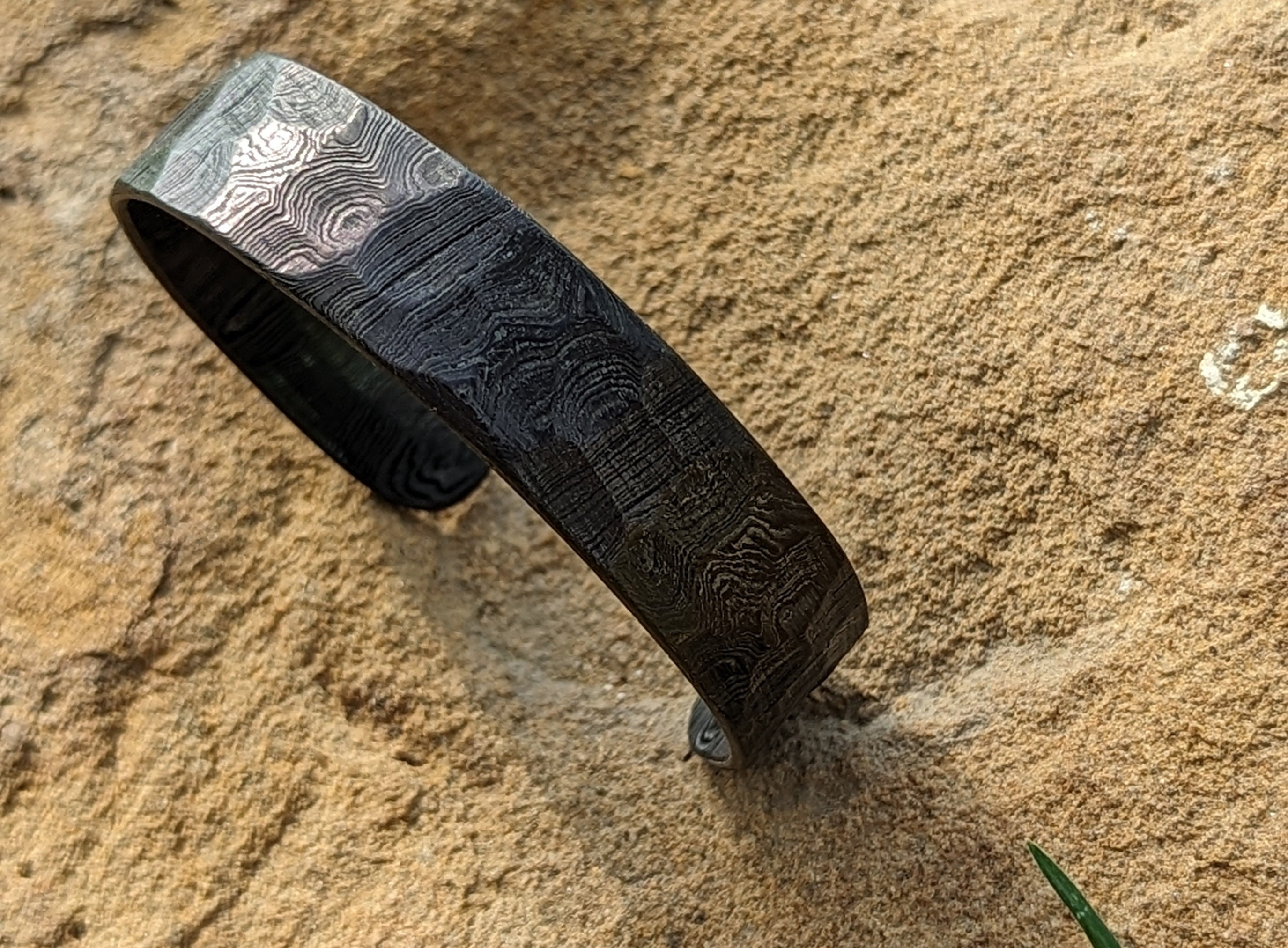 Handmade Black Damascus Steel Bracelet: Forged Indent Cuff, 15mm - Etsy
