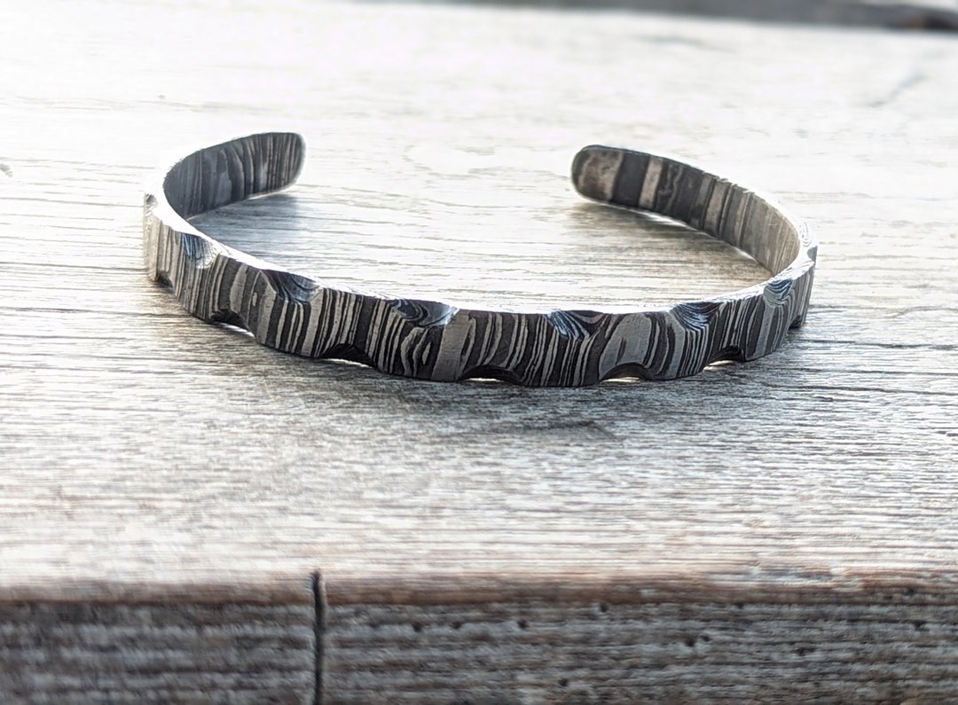 Damascus Bracelet Handmade, Side Cutting Edge Bracelet With 08mm Width ...
