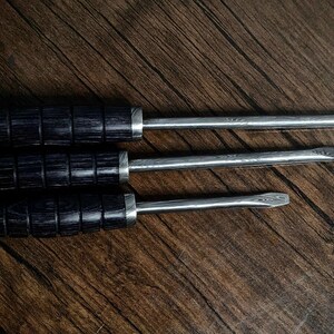 Hand Forged Damascus Steel Screwdriver: Black Wood Handle, Full Tang - Etsy