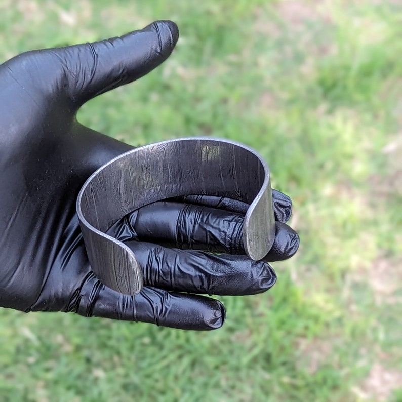 Damascus Steel Rigid Cuff Bracelet, Thick Damascus Cuff Bracelet, Ultra ...
