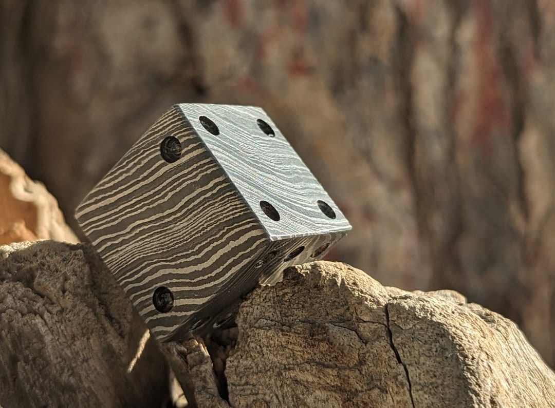 Handmade Damascus Steel Dice: Classic or Cyber Markings (20mm) - Etsy