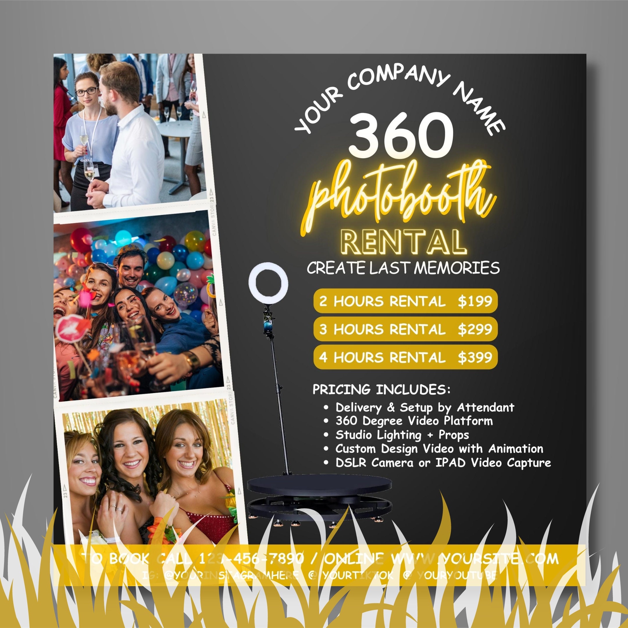 360 Photo Booth, 360 Photo Booth Flyer, Photo Booth Social Media Posts ...