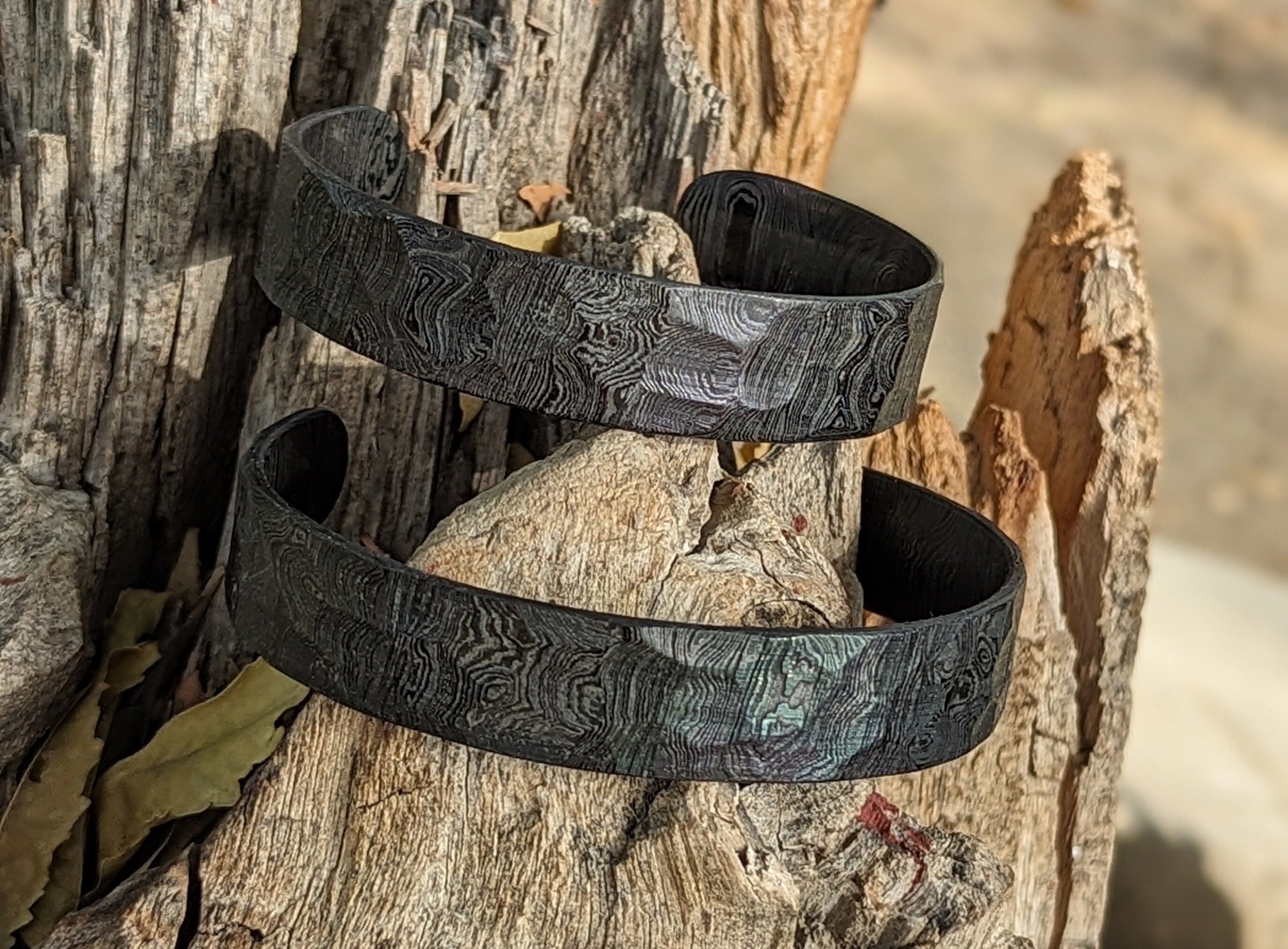 Black Hand Forged Damascus Bracelet, Handmade Damascus Bracelet Black ...