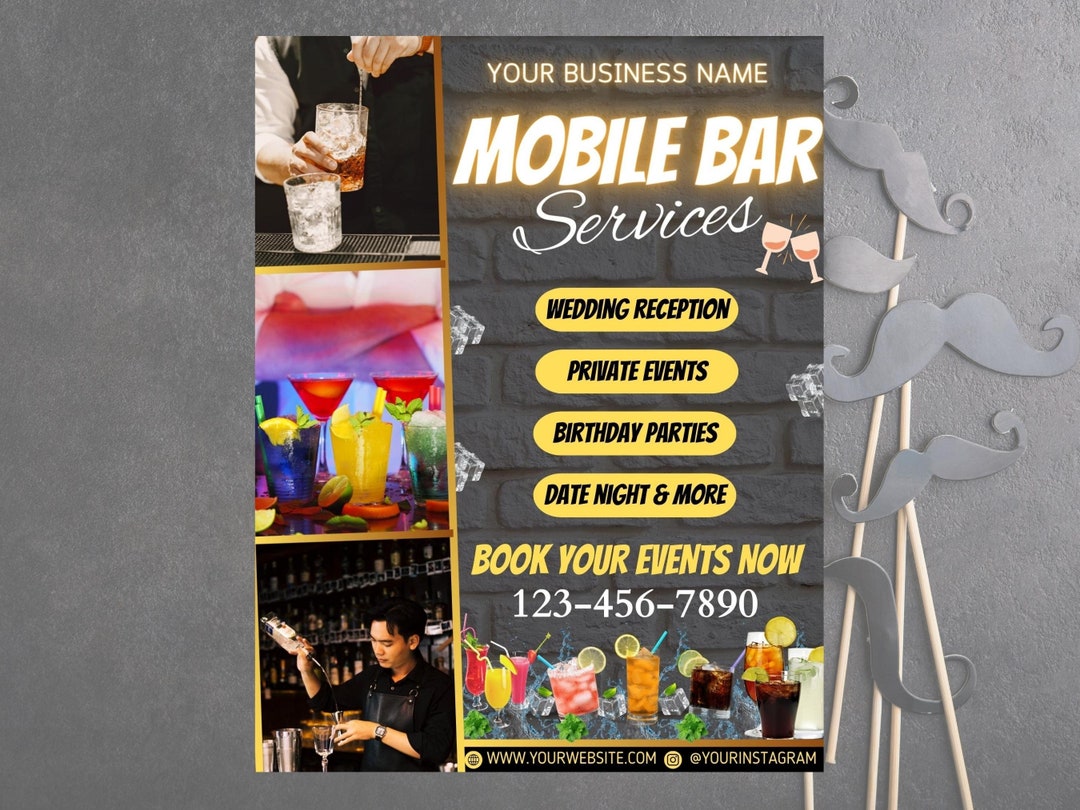 Mobile Bartending Services Flyer DIY Mixologist Bartender Drink ...
