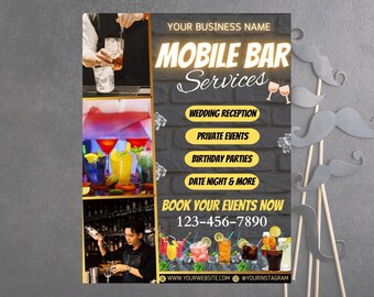 Mobile Bartending Flyer DIY Mixologist Bartender Drink Services Party ...