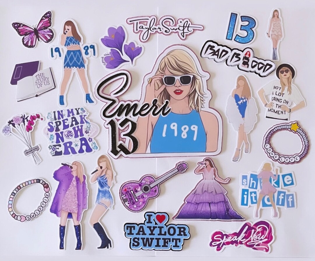Taylor Swift Cake Topper Set, Pop Star Toppers, Blue/lilac & Pink Sets ...