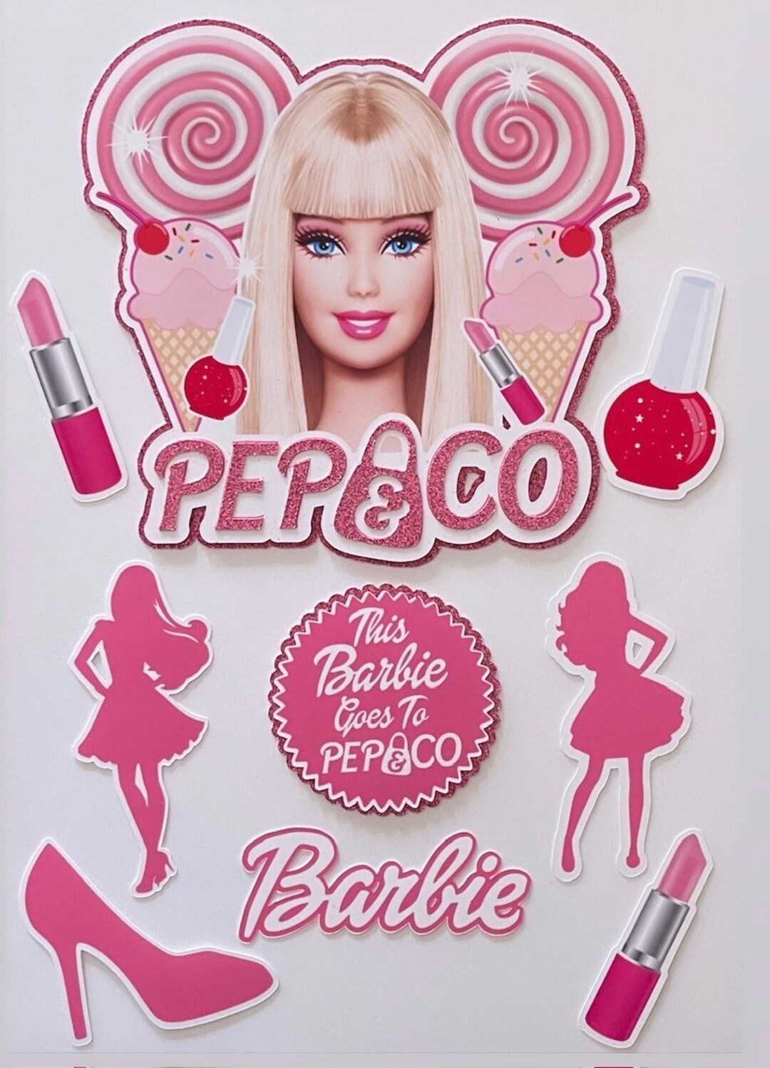 Barbie Theme Cake Topper Set. 'this Barbie Goes To... - Etsy UK