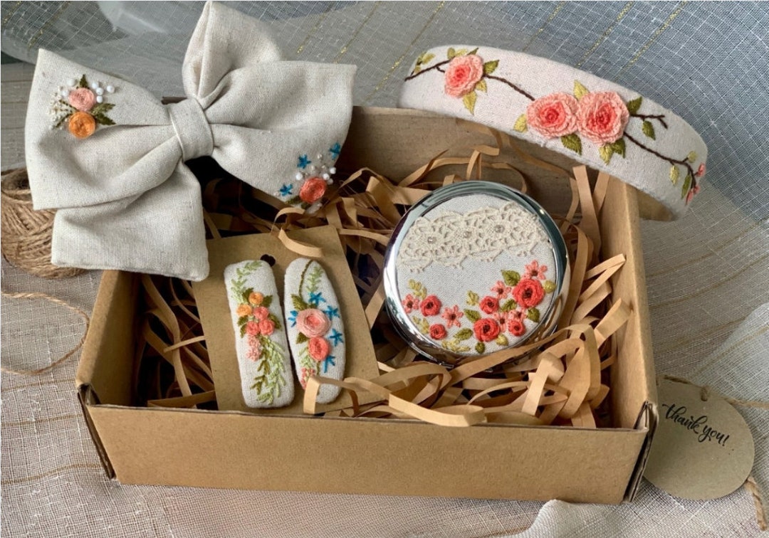 Handmade Flowered Embroidered Gift Set for Schoolgirls and Up. Perfect ...