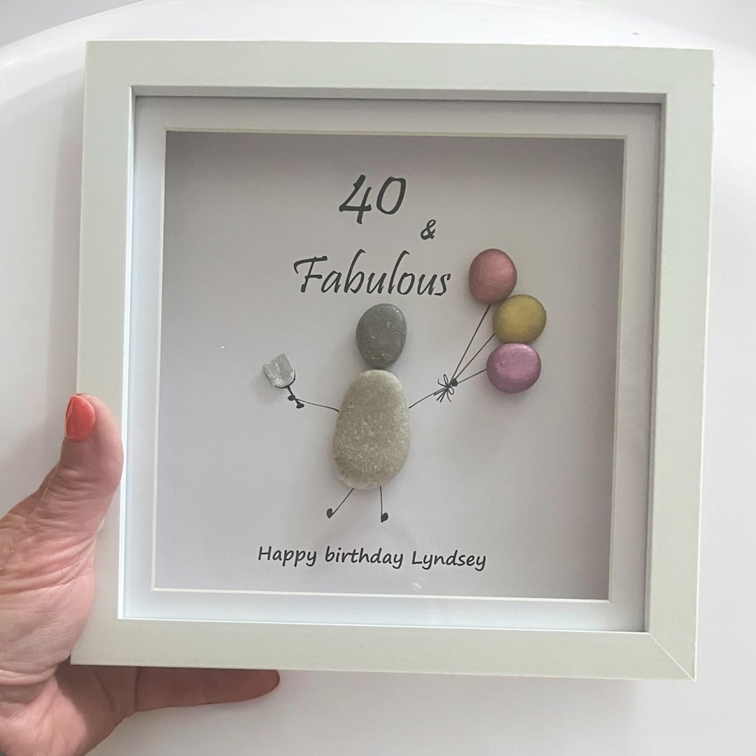 40th Birthday Pebble Art Frame: Unique Milestone Gift - Etsy