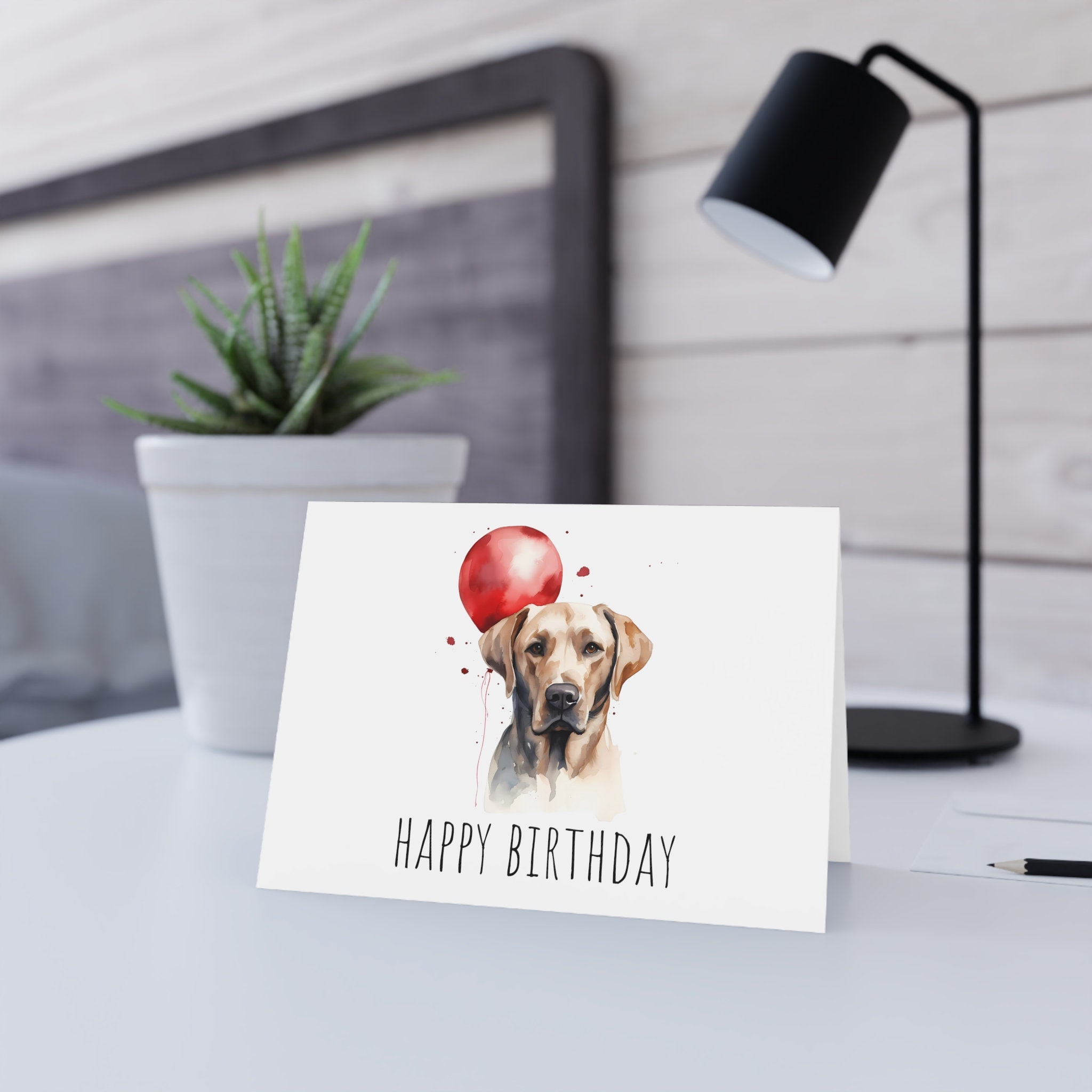 Labrador Birthday Card Watercolor Golden Lab Greeting Card for Lab ...