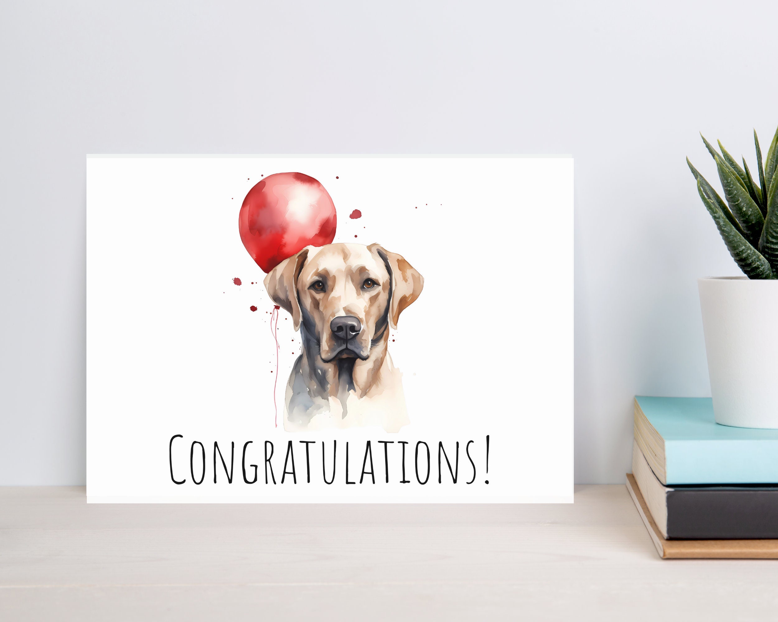Labrador Congratulations Card Watercolor Golden Lab Congrats Card for ...