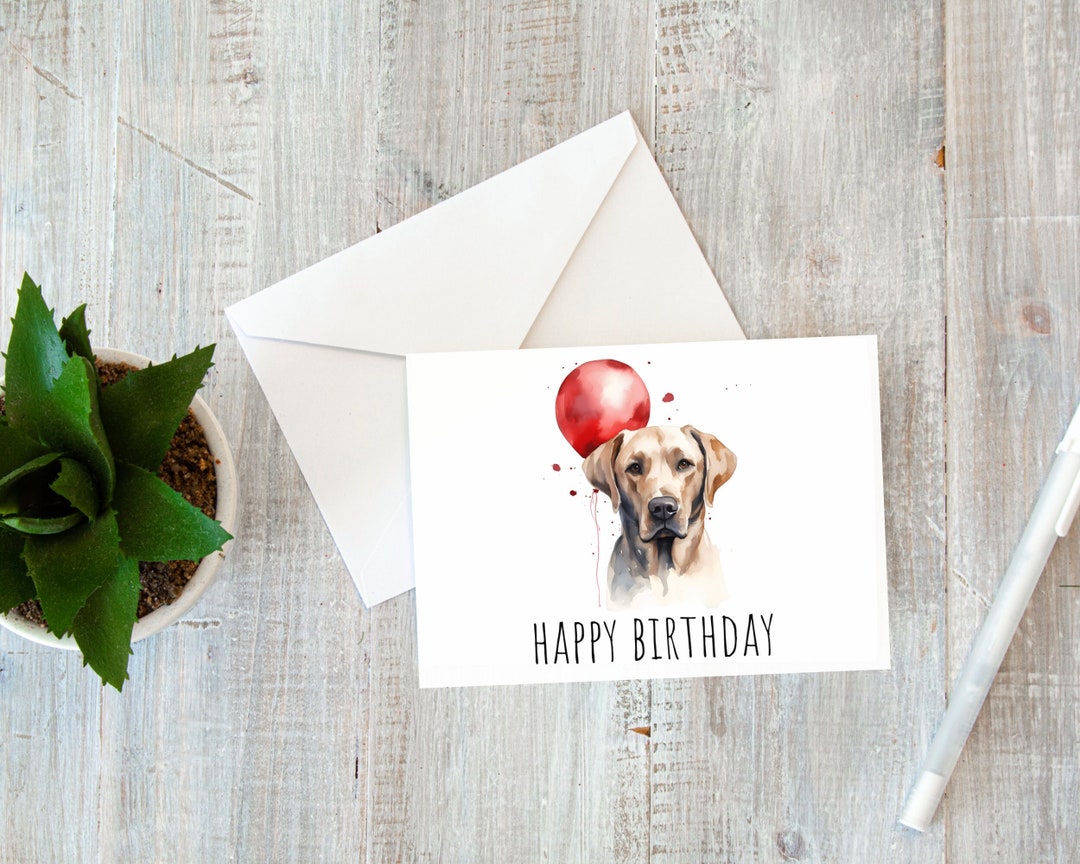 Labrador Birthday Card Watercolor Golden Labrador Greeting - Etsy