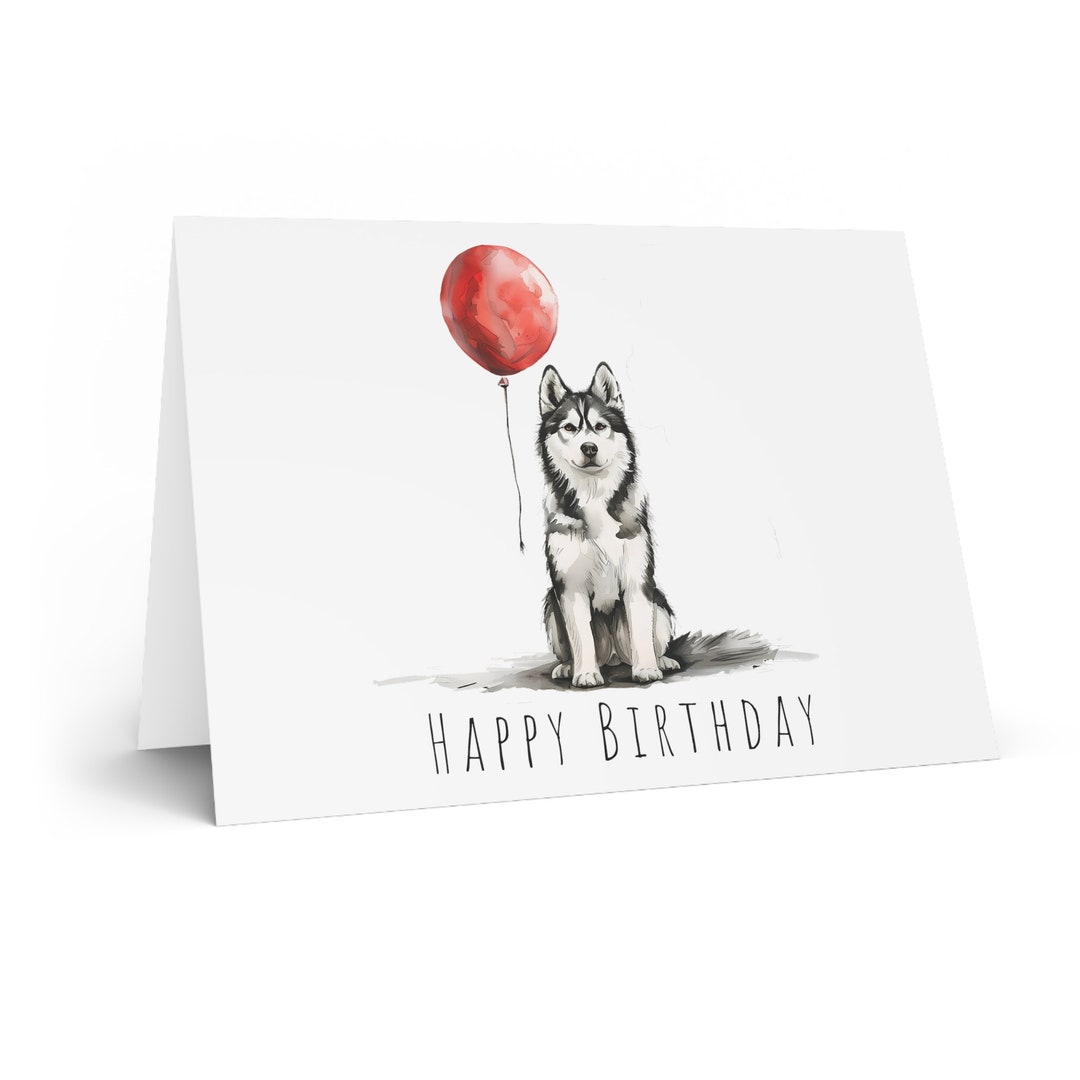 Husky Birthday Card, Husky Gift Card, Husky Dad Greeting Card, Husky ...