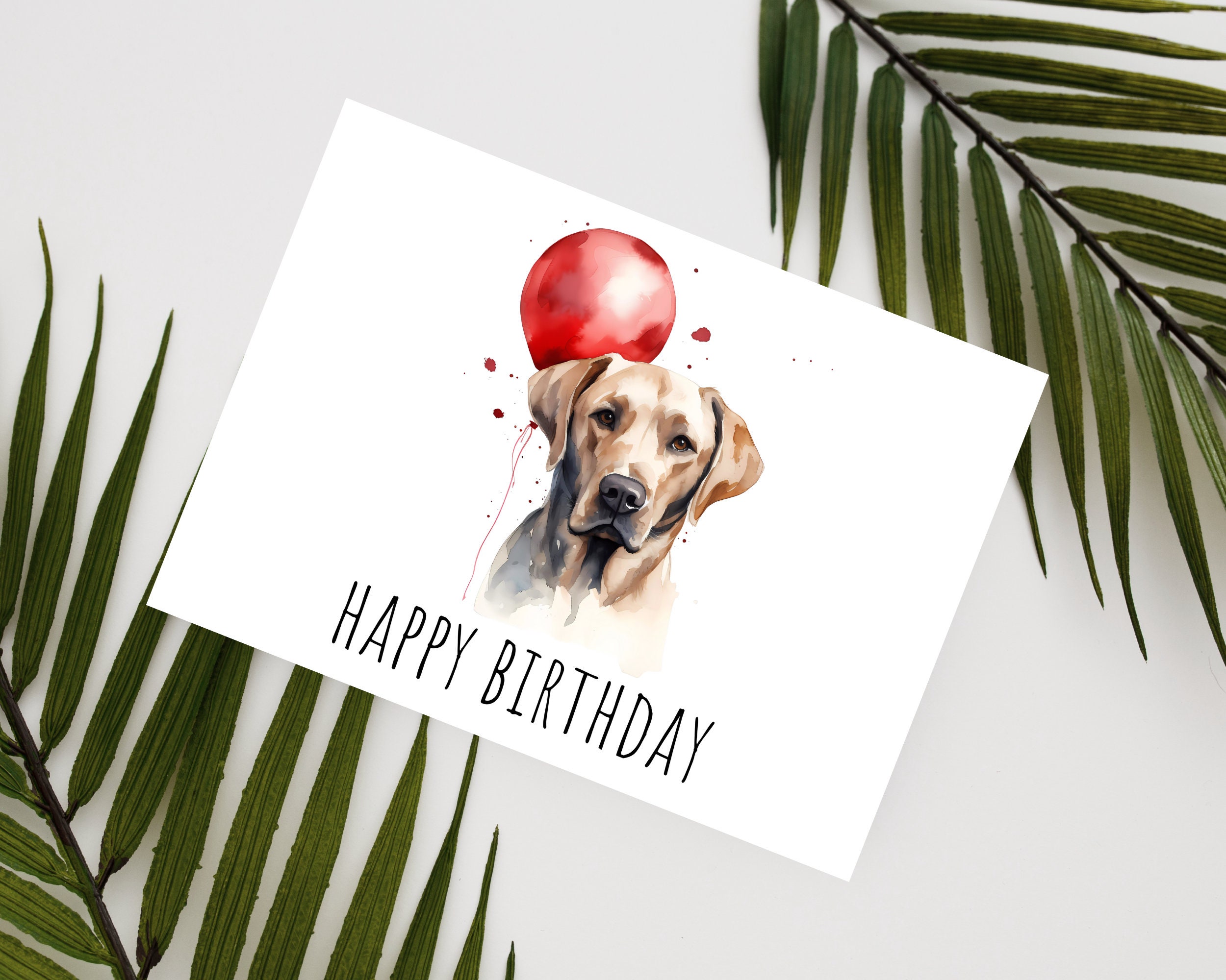 Labrador Birthday Card Watercolor Golden Labrador Greeting - Etsy