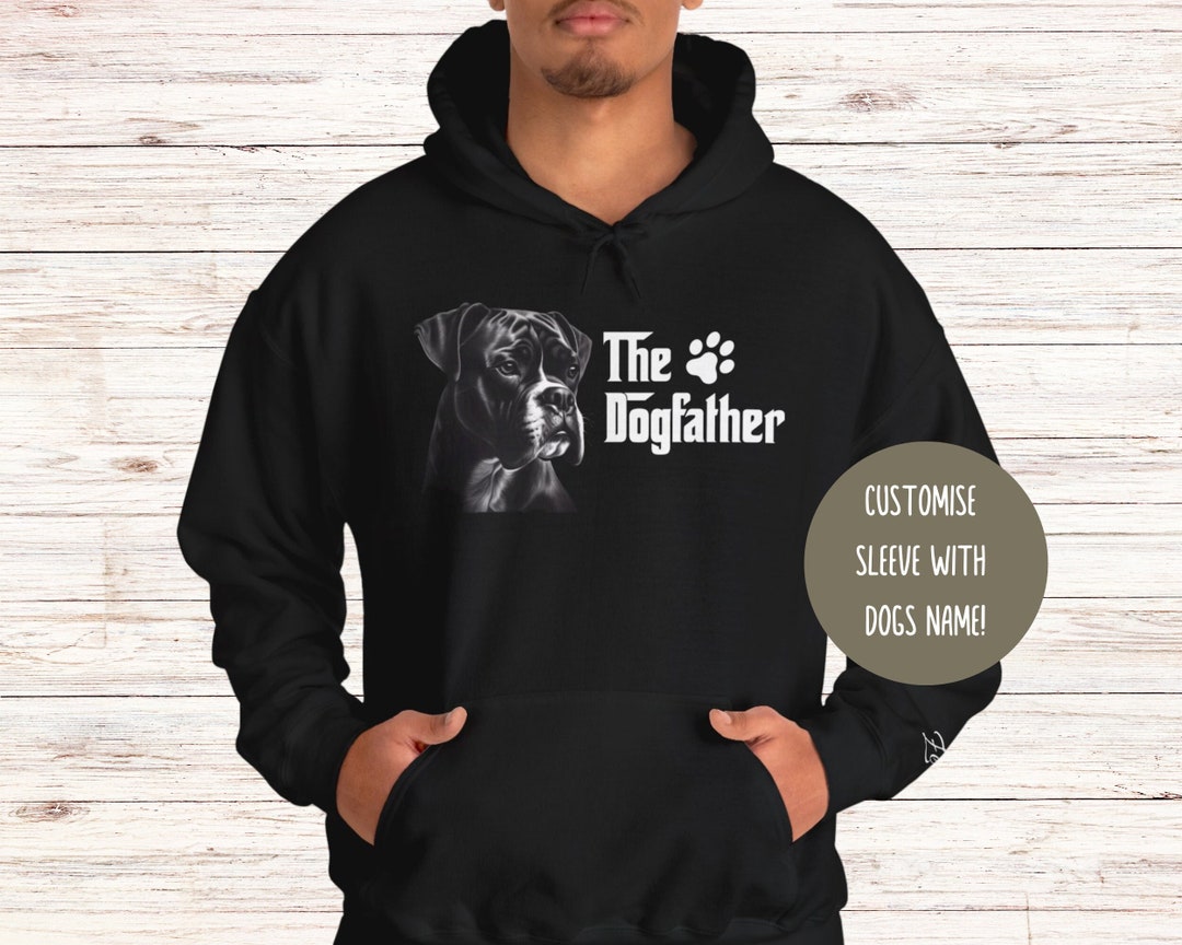 Boxer Dog Hoodie Customisable Name on Sleeve the Dogfather - Etsy