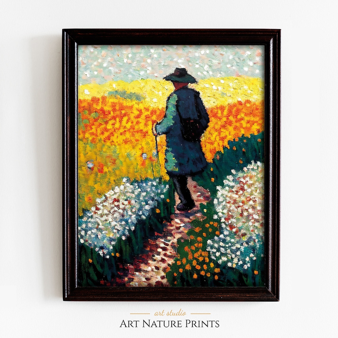 Vintage Oil Painting Pointillism Colorful Field Nature Wall - Etsy