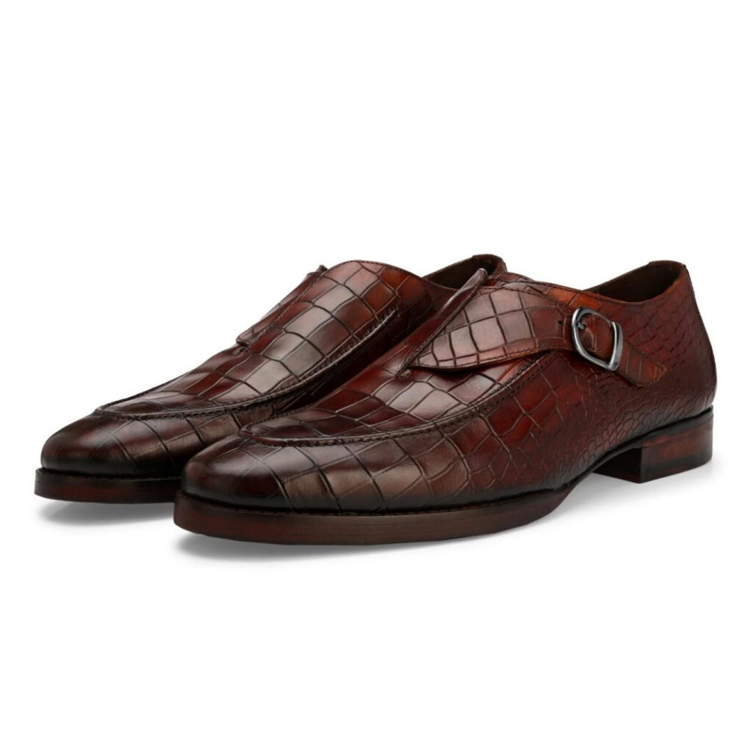 Handmade Brown Single Monk Strap Shoes - Etsy