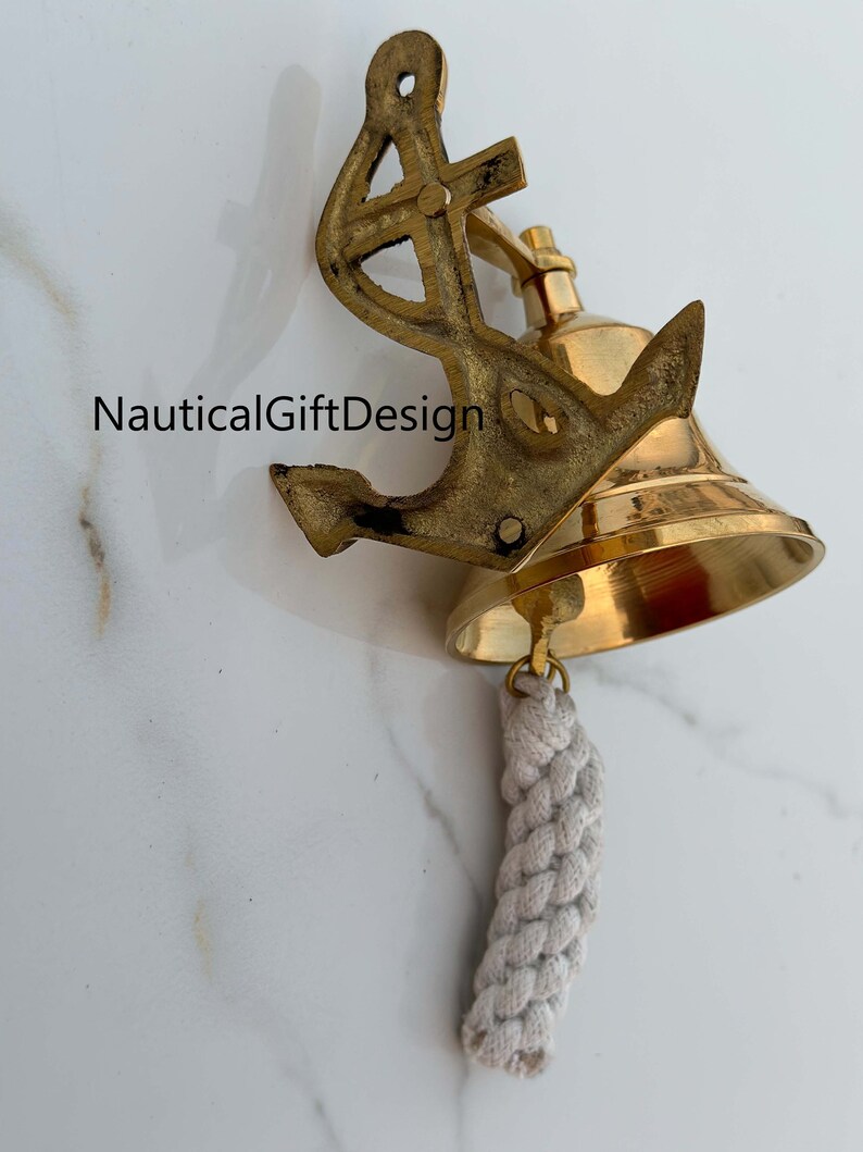 Antique Brass Anchor Ship Bell Nautical Rope Lanyard Pull - Etsy