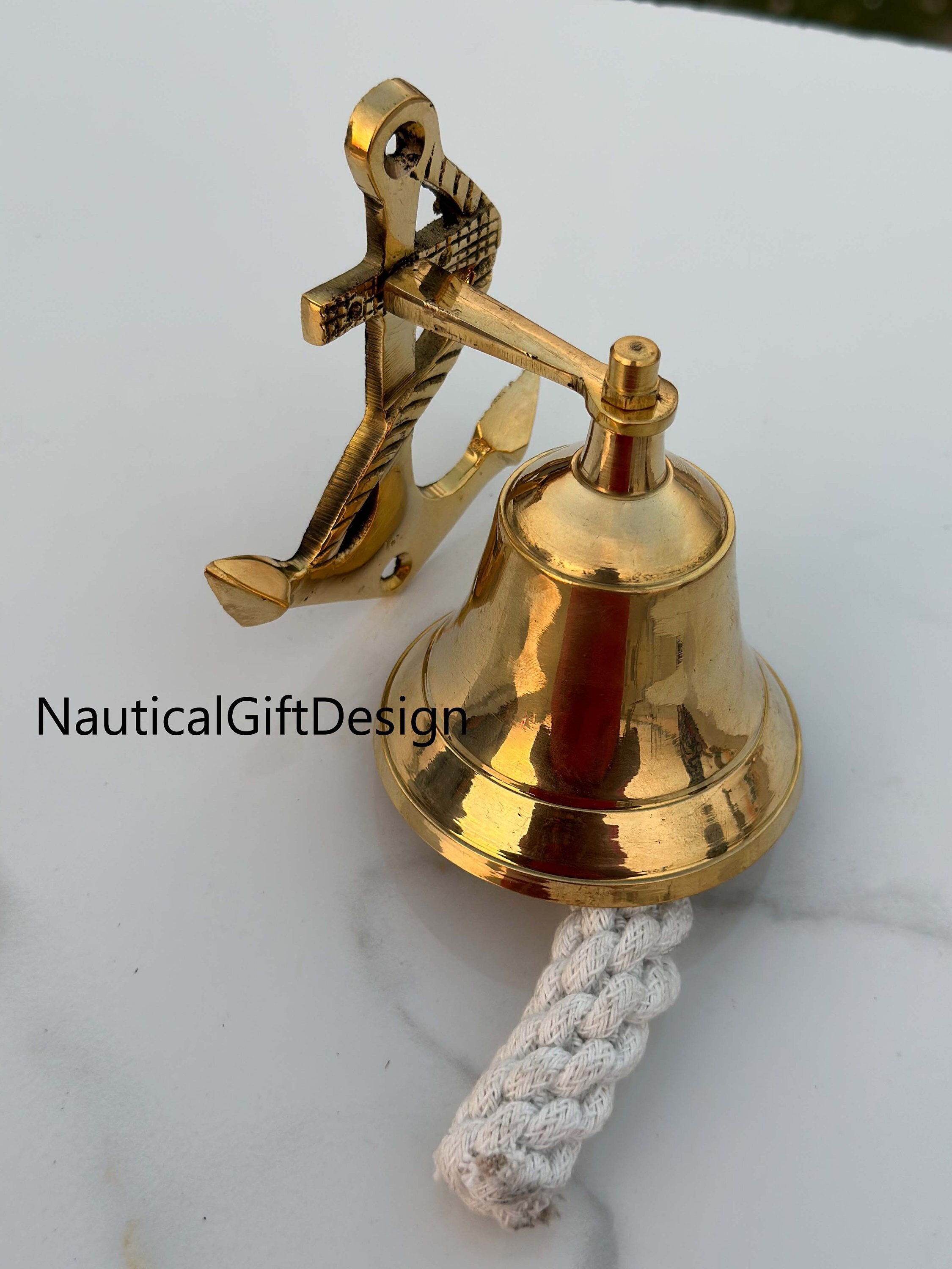 Antique Brass Anchor Ship Bell Nautical Rope Lanyard Pull - Etsy