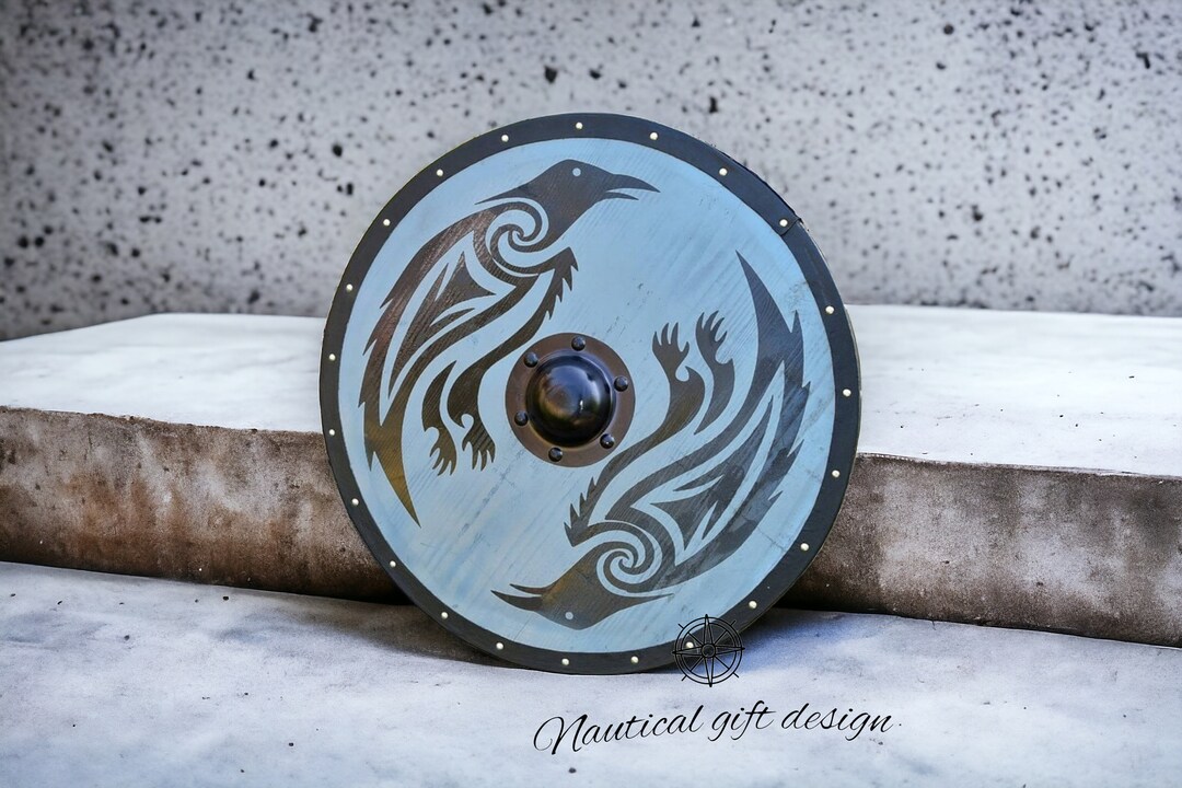 Wooden Viking Shield Medieval Viking Shield Painted Viking Gift Wall ...