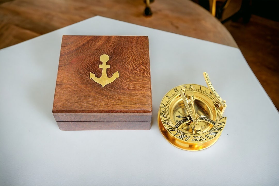 Vintage Antique Brass Sundial Compass WEST London Nautical Item With ...
