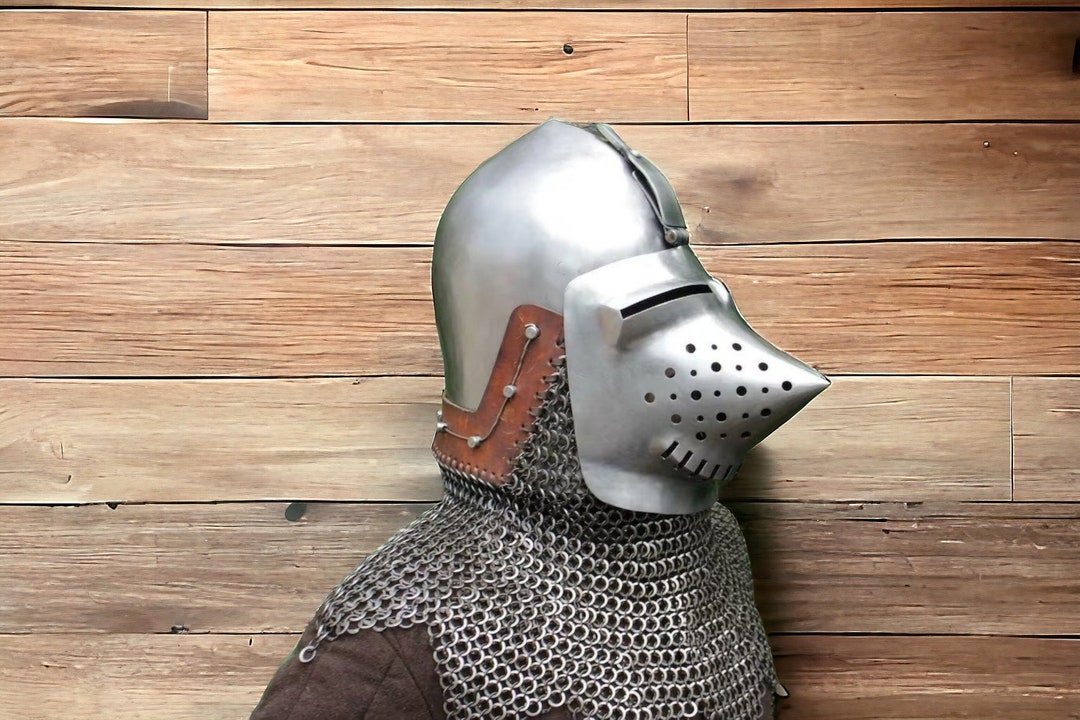 Medieval Steel Klappvisor Hounskull Bascinet Helmet - Wearable Knight Costume - Etsy