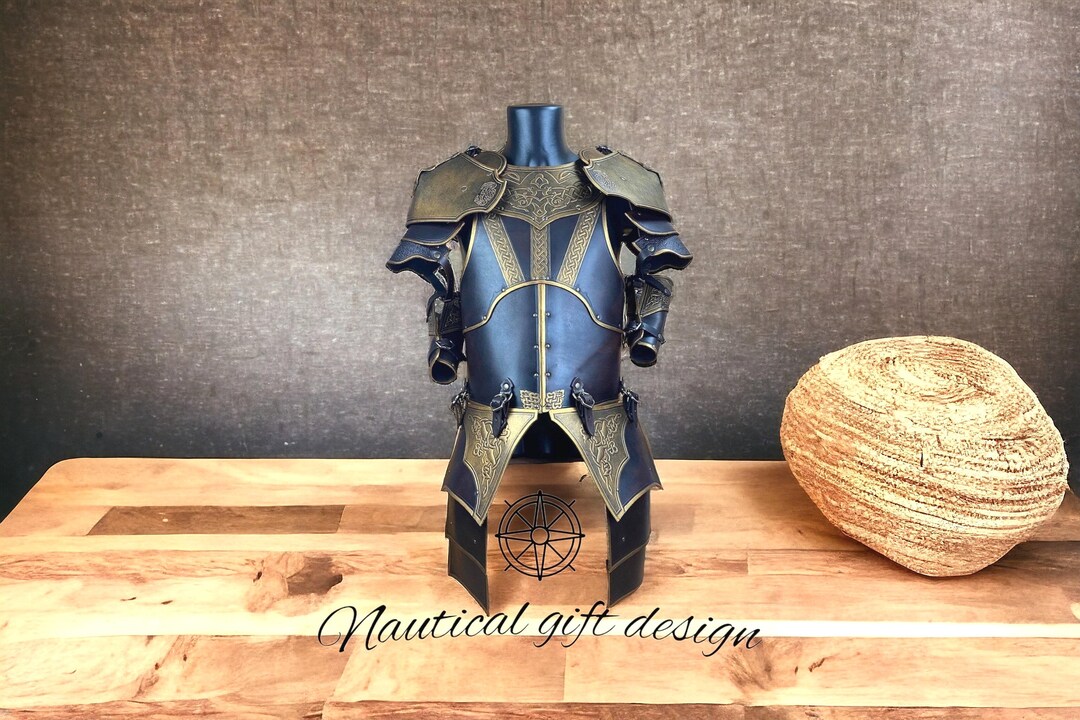 Medieval Noble Warrior Complete Leather Set Deep Brown and Gold – Full ...