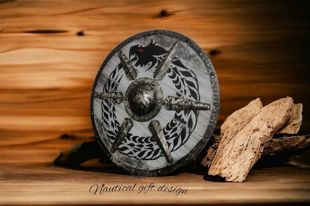 Wooden Viking Dragon Round Shield Viking Round Shield Medieval Wooden ...