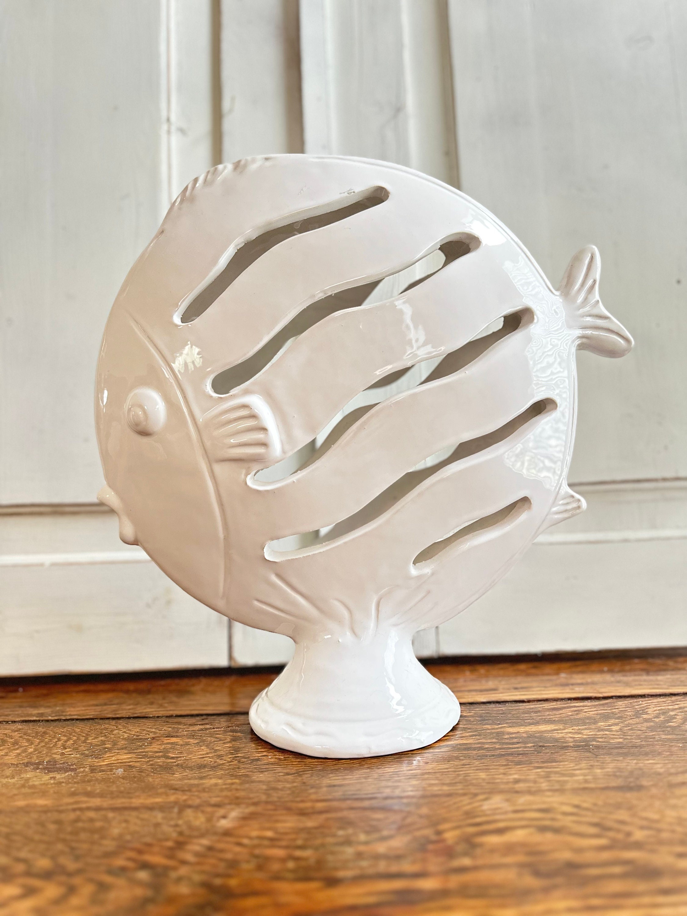 Large White Ceramic Fish - Etsy