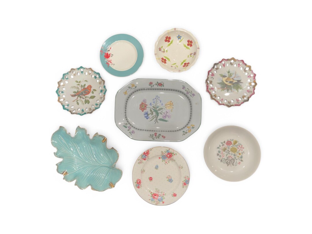 Colorful Collection of Vintage Plates, Platters and Saucers, Large ...