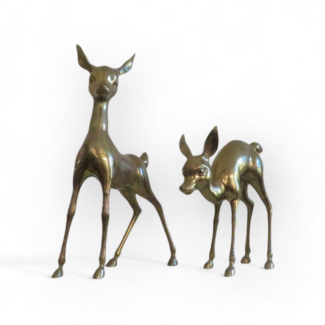 Large MCM Pair of Brass Deer - Etsy