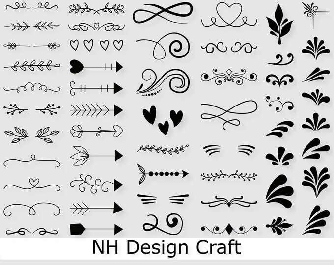 40 Decorative Elements Svg Bundle, Ornaments Svg, Flourishes Svg, Text ...