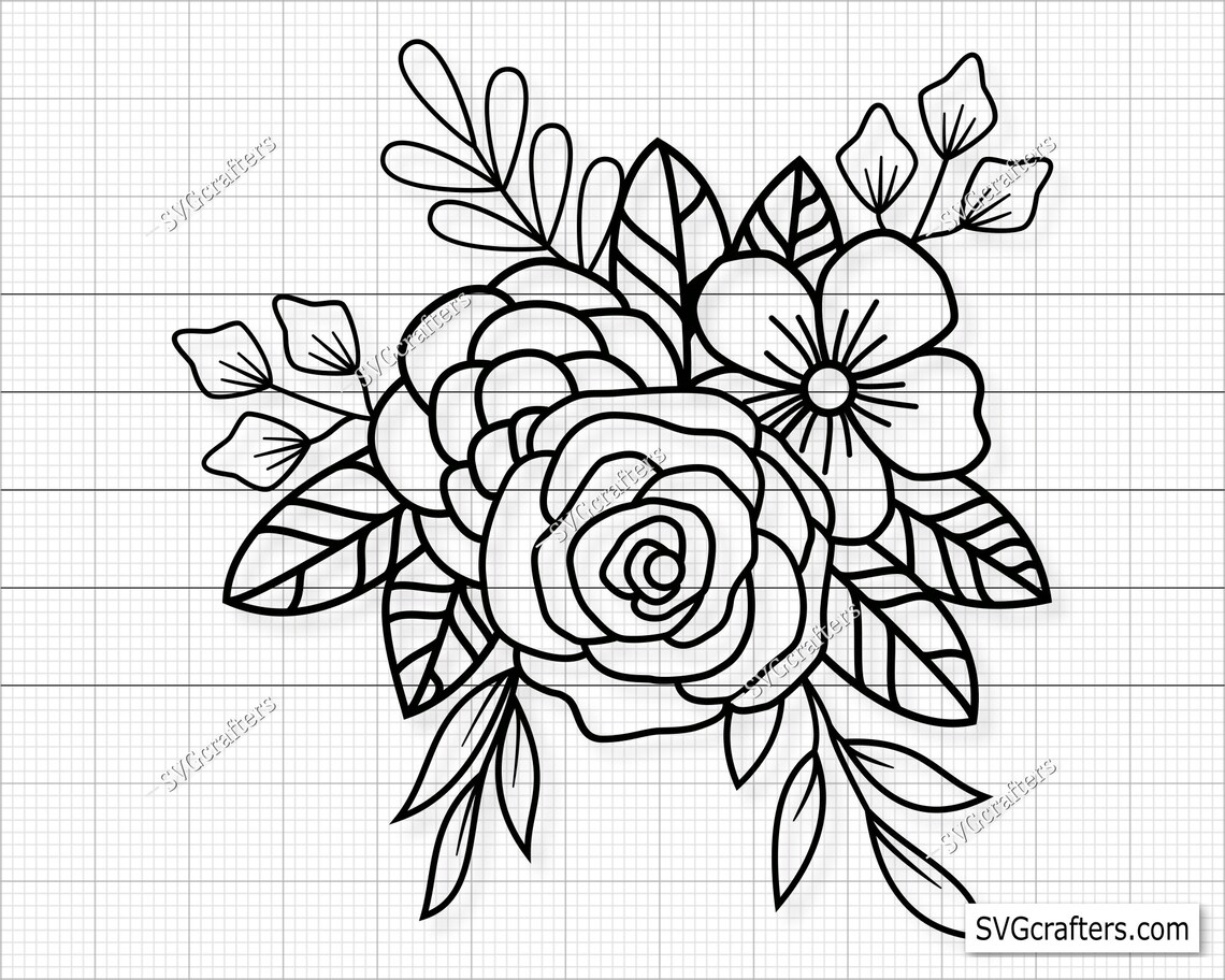Floral Bouquet Svg Bundle, Cute Flower Svg Bundle, Retro Flowers Svg ...