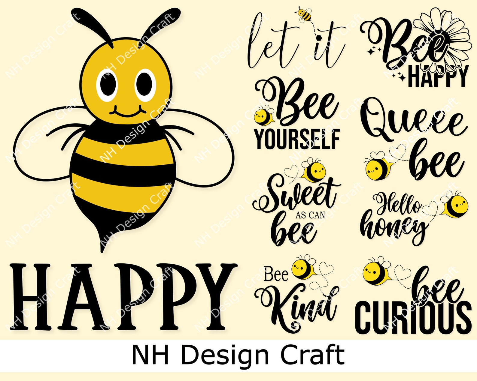 Bee Svg, Bumble Bee, Honey Bee Svg, Bee Svg Hand Lettered Bundle, Bee ...